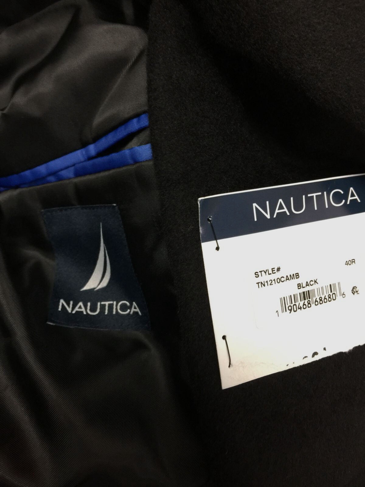 $395 Nautica Men's Black Classic Fit Camber Wool-Blend Overcoat Jacket ...