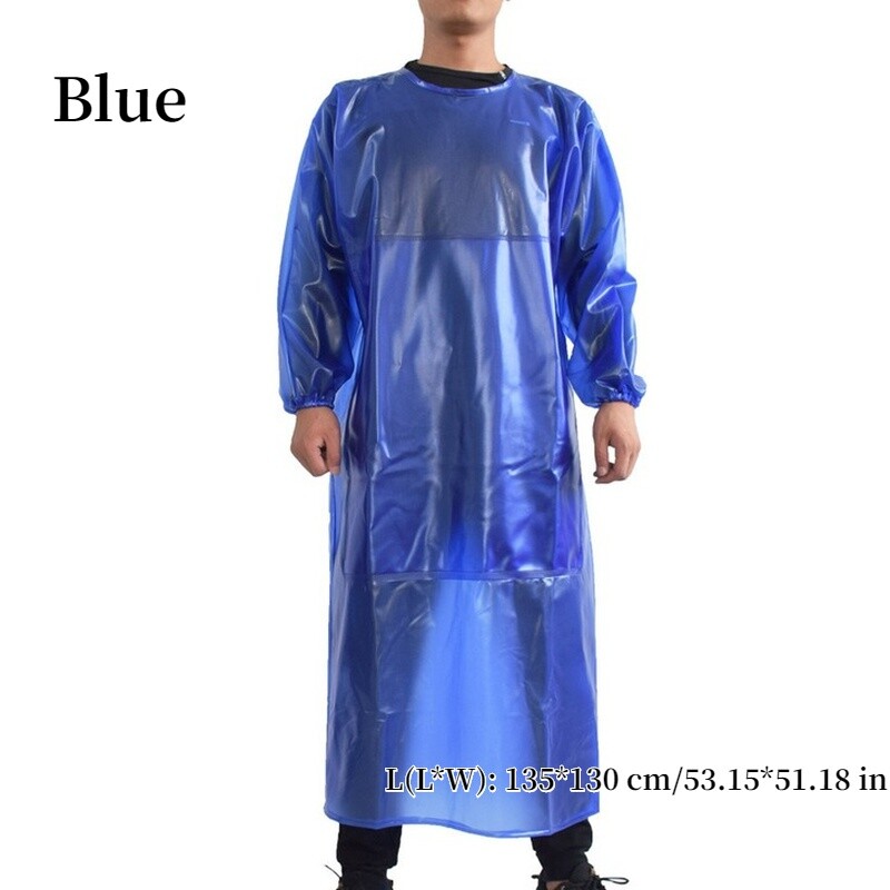 Long Sleeve PVC Apron Waterproof Oil Resistant Butcher Overall Smock ...