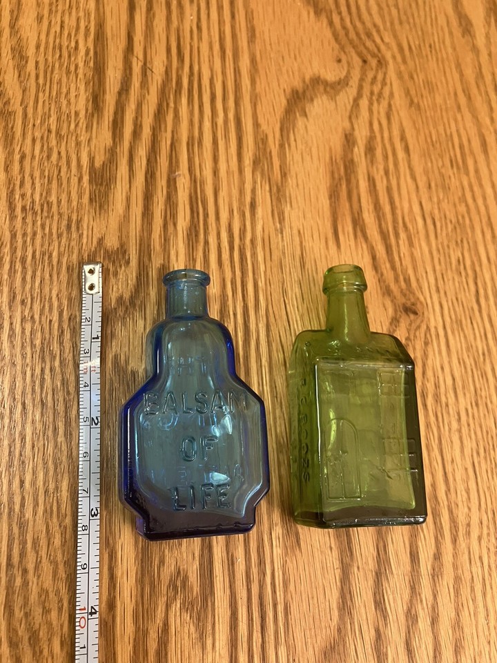 Vintage Wheaton Blue Glass Balsam of Life The King's Patent Green ...