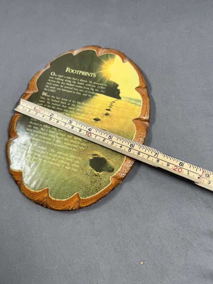 VTG Footprint Poem On Tree Log Sliced Wood Wall Decor | eBay
