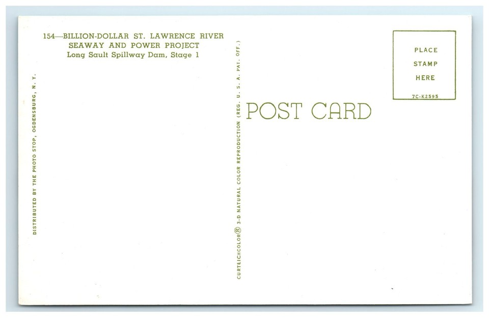 Vintage St. Lawrence River Seaway Long Sault Spillway Dam Postcard | eBay