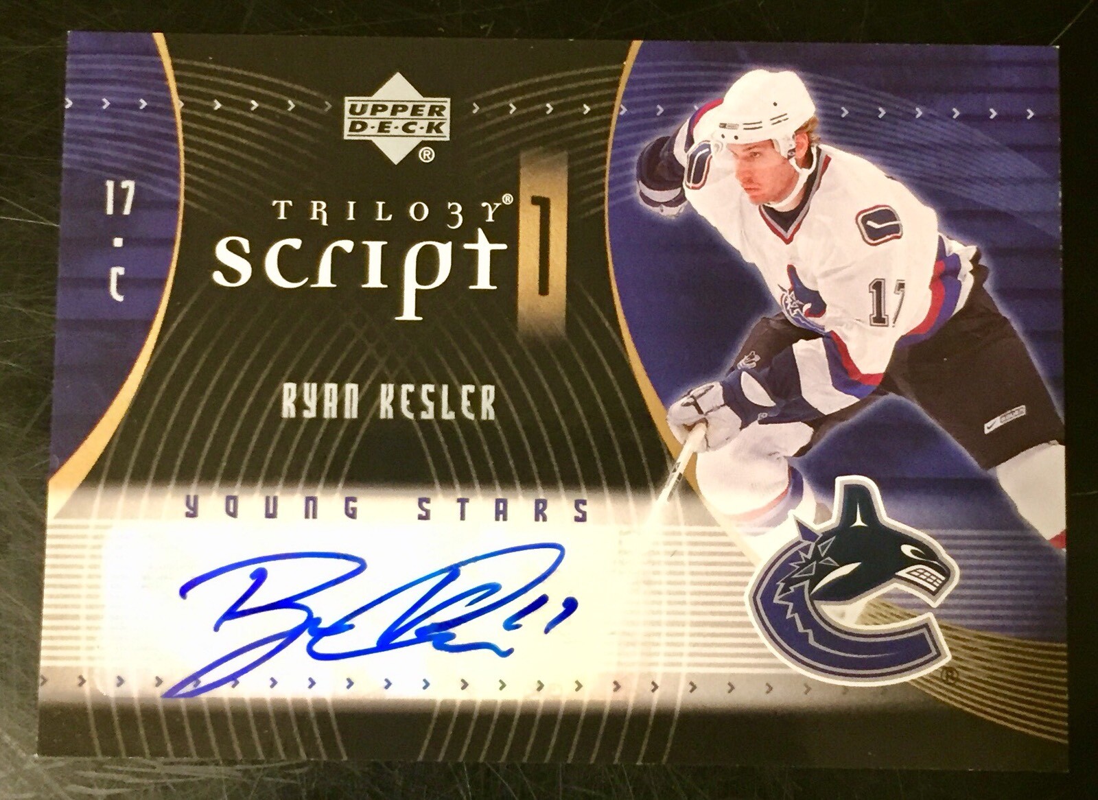 07/08 Trilogy #S1-RK Ryan Kesler Autograph Script 1 Young Stars Canucks ...