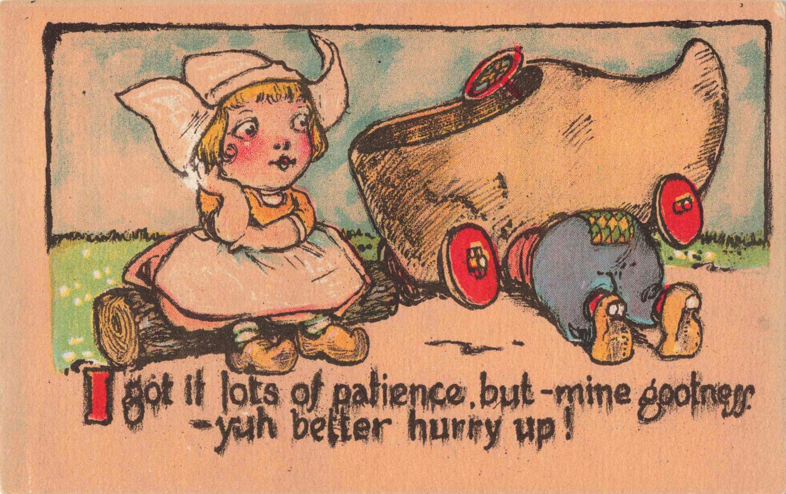 Postcard Humor Comic I Got It Lots Of Patience But Mine Gootnes Yuh ...