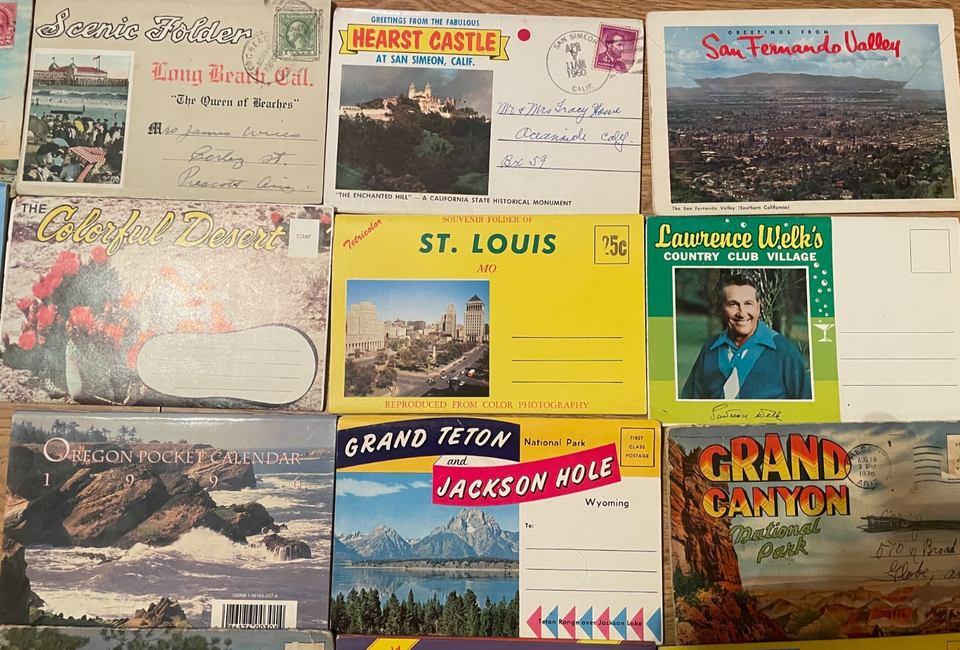 35 different vintage SOUVENIR POSTCARD FOLD-0UT VIEW FOLDERS 600 ...