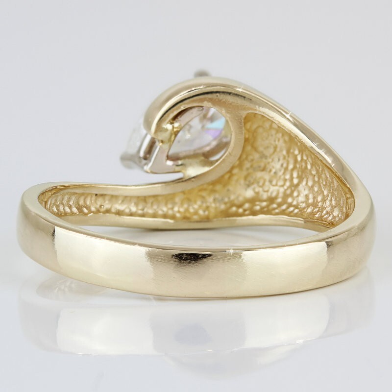 14K Yellow Gold MWI Eloquence Swirl Solitaire Pear Diamond Anniversary ...