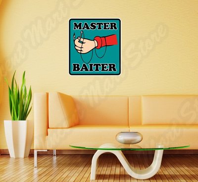 Master Baiter Fishing Fisherman Hook Wall Sticker Room Interior Decor ...