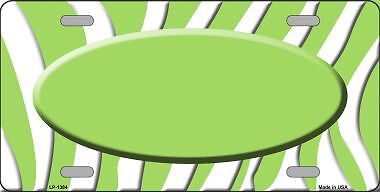 Lime Green White Zebra With Center Oval License Plate Tag LP1384 | eBay