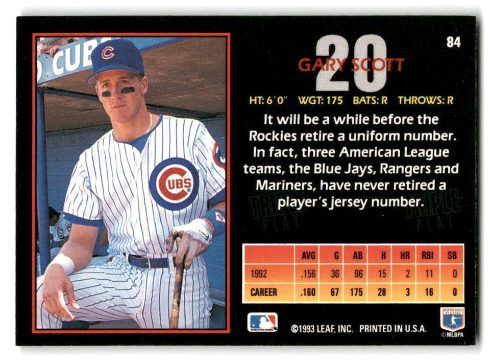 Gary Scott 1993 Triple Play #84 Florida Marlins BASEBALL | eBay