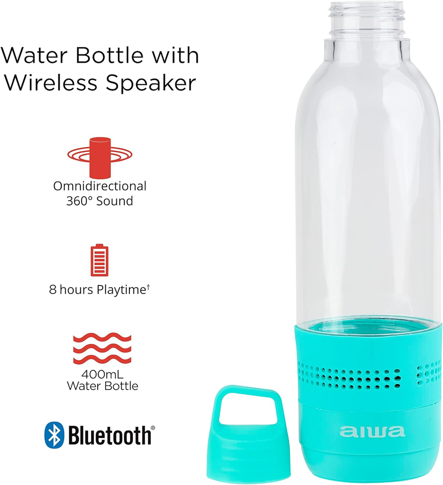 400Ml Water Bottle with Speaker, Sports Earphones Bundle - Glossy Teal ...