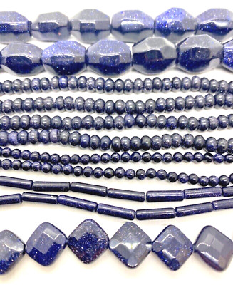 Blue Sandstone Nuggets/Rondelle/Tubes/Round/Faceted Squares. | eBay