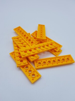 LEGO LOT 10 X PLATE 2X8 W HOLES FL YELLOWISH ORANGE REF 3738 / 6398220 ...