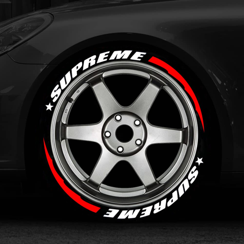 SUPREME Car Tire Lettering Sticker 1.06" 14"-22" Separatedly Letters 8 ...