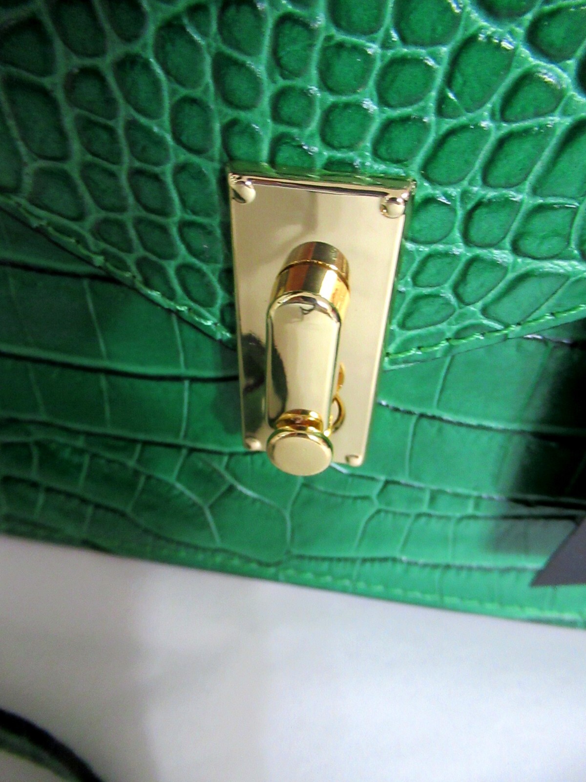 MASSIMO CASTELLI CROC EMBOSSED LEATHER BAG HANDBAG W ACCENT SCARF- MADE ...