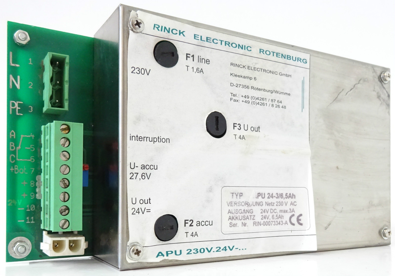 RINCK APU 24-3/6,5Ah Stromversorgung Netzteil Power Supply In 230VAC ...