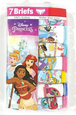 Disney Princess Underwear Girls Small 6 Brief Panty Ariel Moana ...