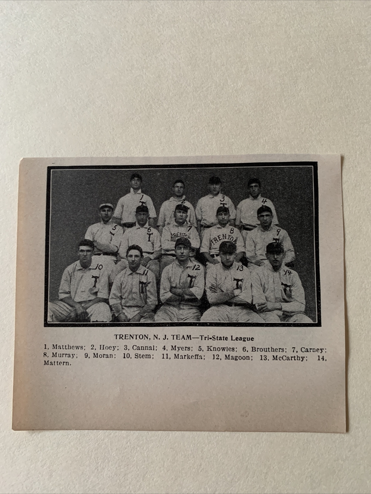 Trenton Tigers New Jersey George Magoon Herbie Moran 1908 Baseball Team ...