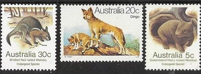 1980s Australian Native Animals MNH Set Wombat 5c -Dingo 20c -Wallaby ...