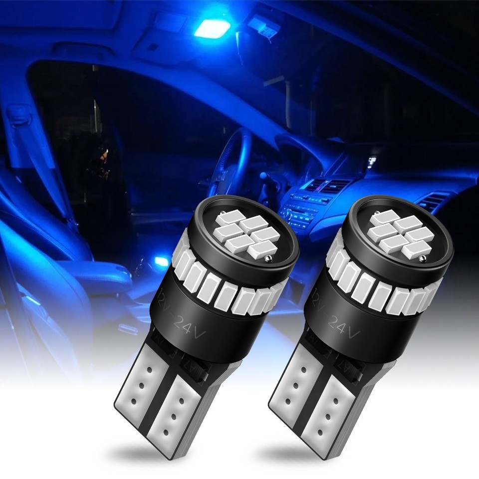 2Pcs Blue LED T10 Interior Panel Light 12V Dome Map Lamp License Plate ...