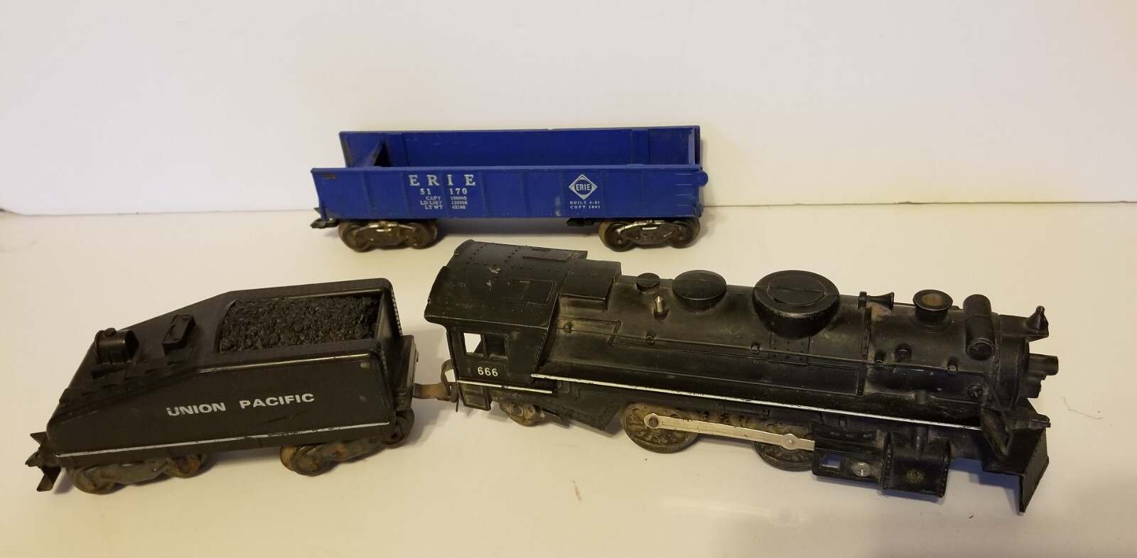 Metal Marx Toy Train Steam Engine 666 + Slopeback Union Pacific Coal ...