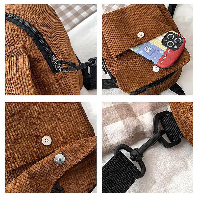 Mini Solid Color Corduroy Backpack Small Backpacks For Girls Travel ...