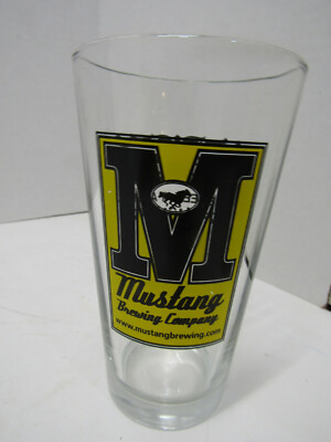 OLD GLASS MUSTANG BREWING HORSE BEER GLASS CUP BARWARE MANCAVE DRINKING ...
