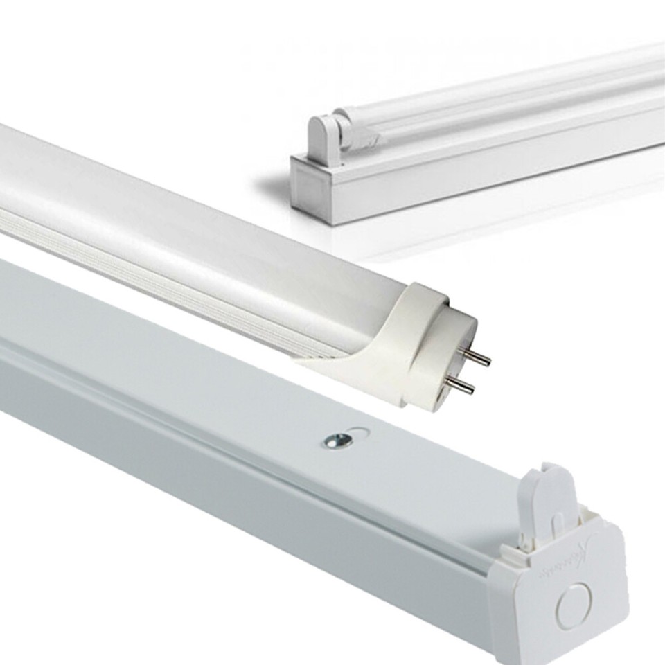 Single Twin T8 LED Batten Tube Fitting Fluorescent Double Wall Light ...