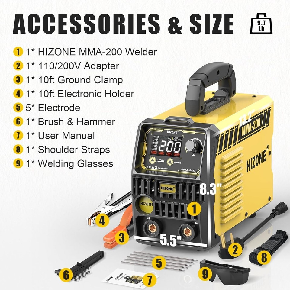 200A Stick Welder ARC/LIFT TIG Welding Machine VRD Optional LCD Display ...
