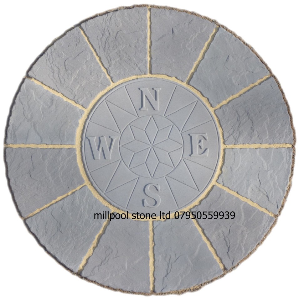1.2m Char - Grey Compass Rotunda Circle Patio Paving slabs [Delivery ...