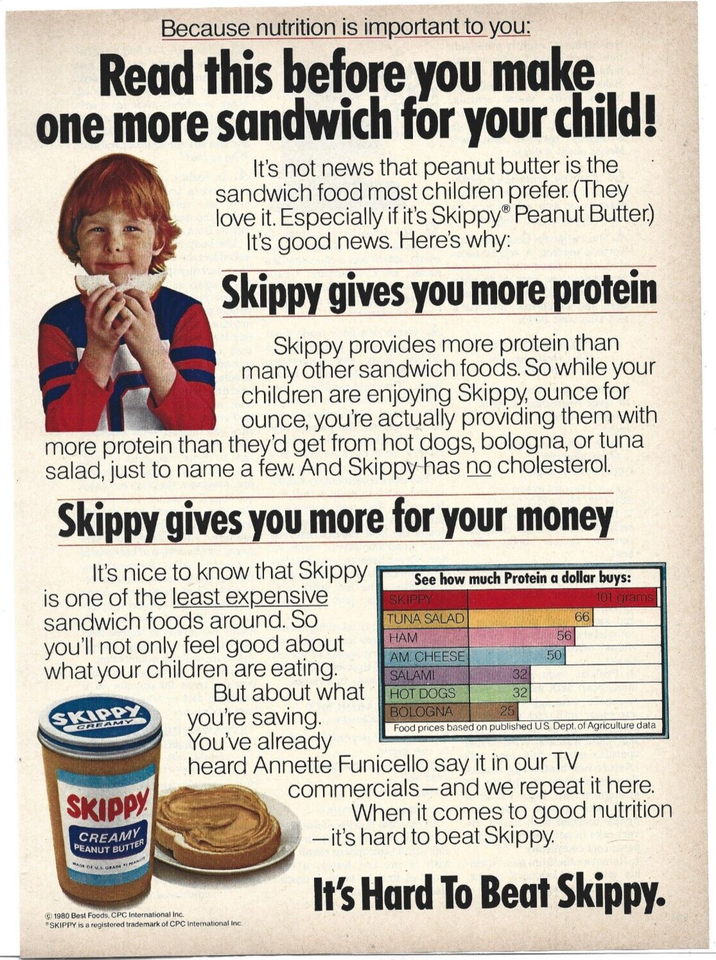 Skippy Peanut Butter Print Ad, Skippy Peanut Butter Magazine Ad, Skippy ...