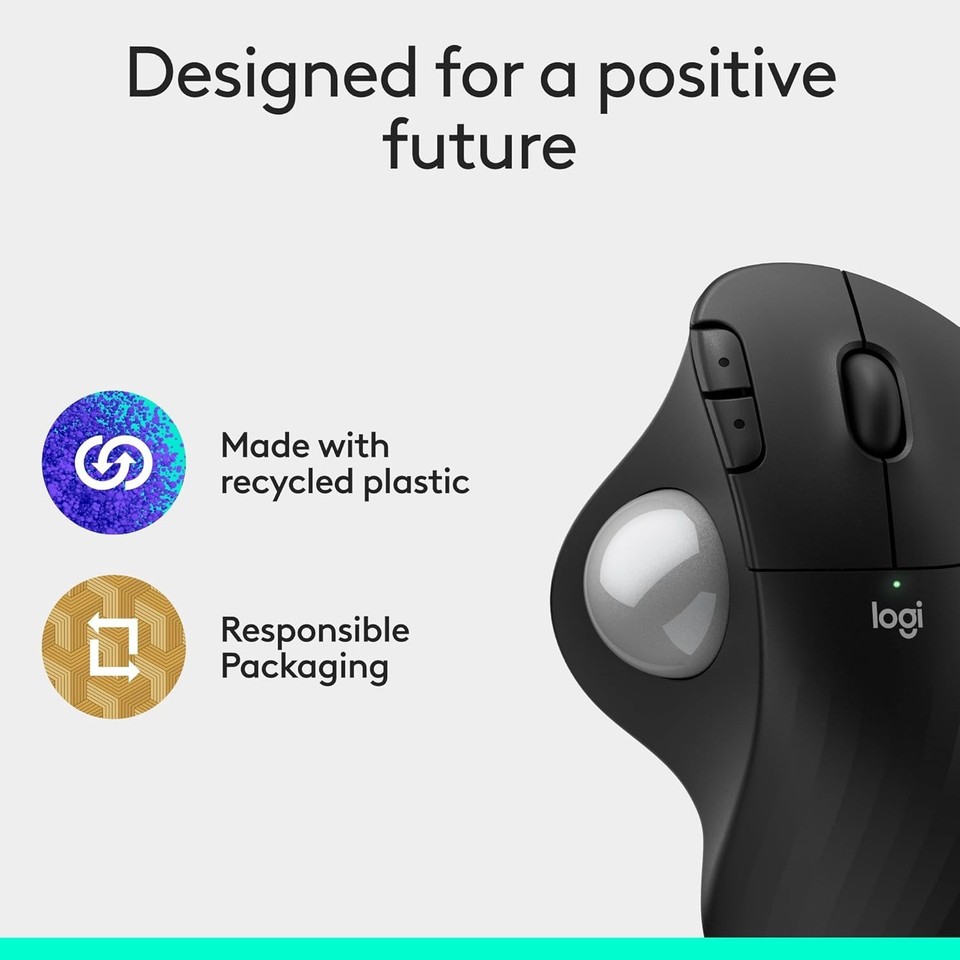 Logitech Ergo M575S Wireless Trackball Mouse for PC/Mac - Black Silver ...