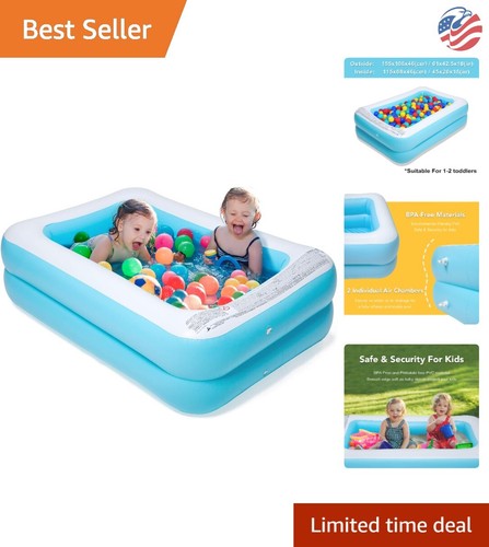 Blue Inflatable Baby Pool for 2 Kids - Easy Setup 61"x42" for Backyard ...