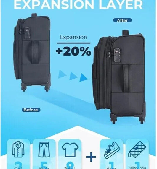 2 Piece Luggage Set, Expandable 20 Inch Carry On Suitcase NEW IN ...