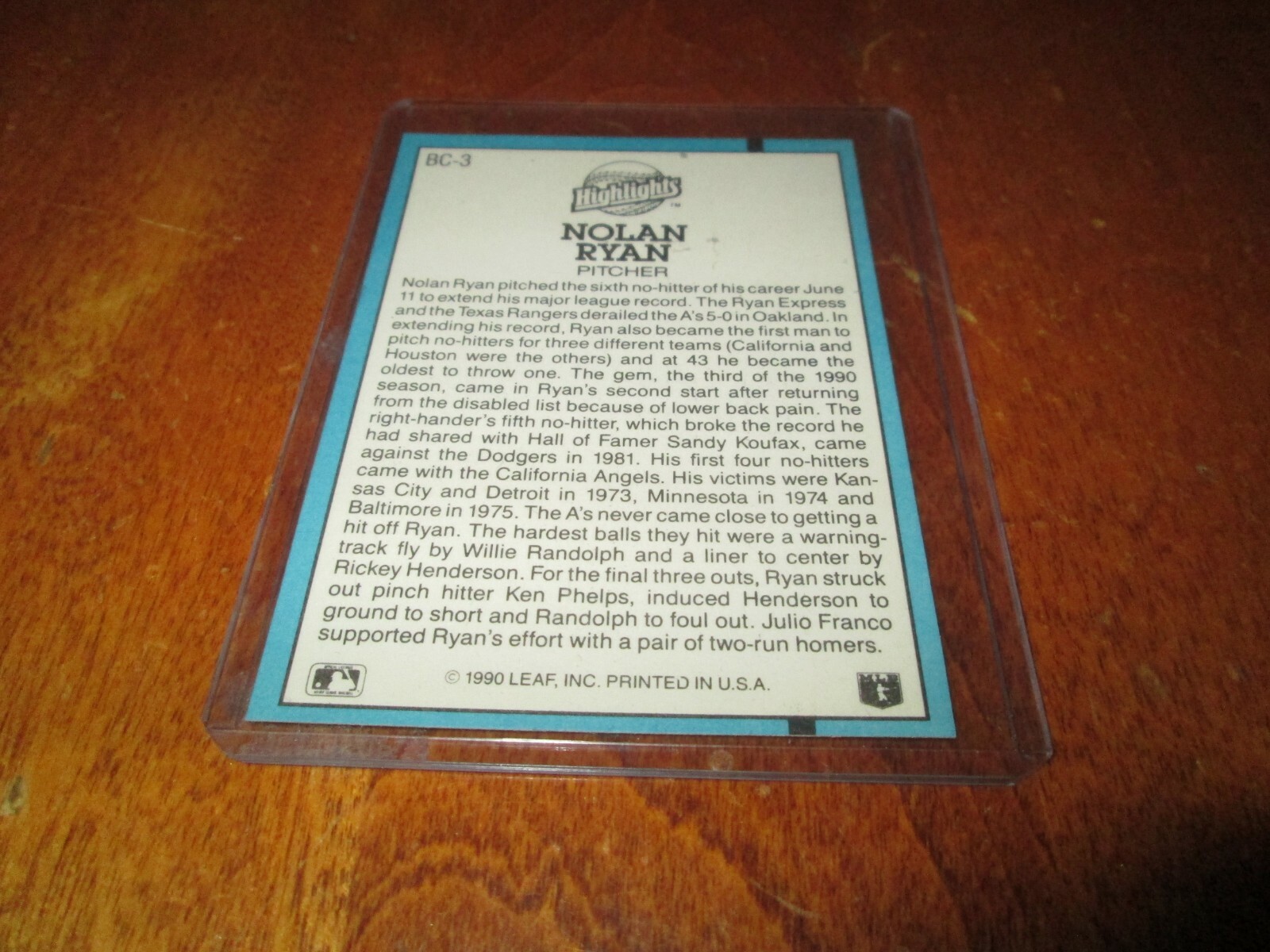 1991 DONRUSS BASEBALL CARD #BC 3 NOLAN RYAN INSERT TEXAS RANGERS | eBay