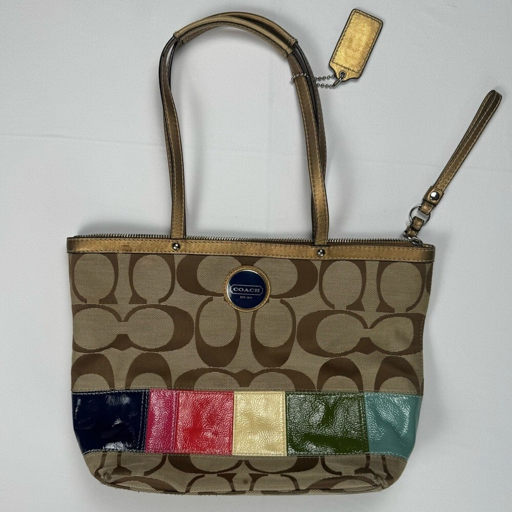 Authentic Coach Signature Stripe Multi Color Shoulder… - Gem