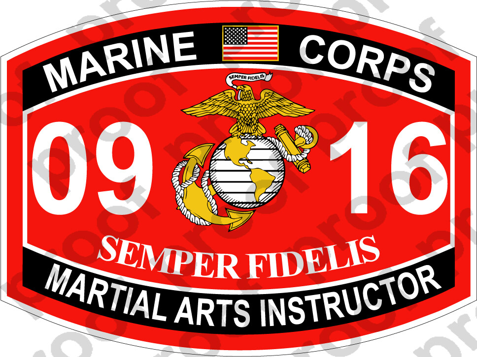 STICKER USMC MOS 0916 MARTIAL ARTS INSTRUCTOR ooo USMC Lisc No 20187 | eBay