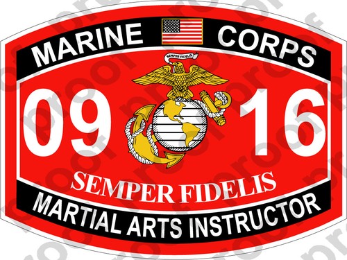 STICKER USMC MOS 0916 MARTIAL ARTS INSTRUCTOR ooo USMC Lisc No 20187 | eBay