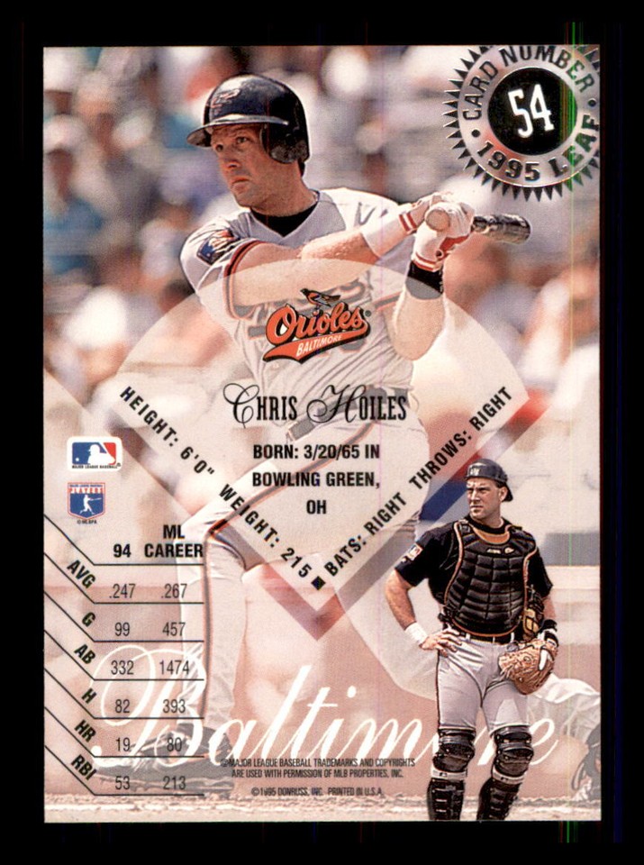 1995 BASEBALL 1995 Leaf Chris Hoiles Baltimore Orioles #54 1 | eBay