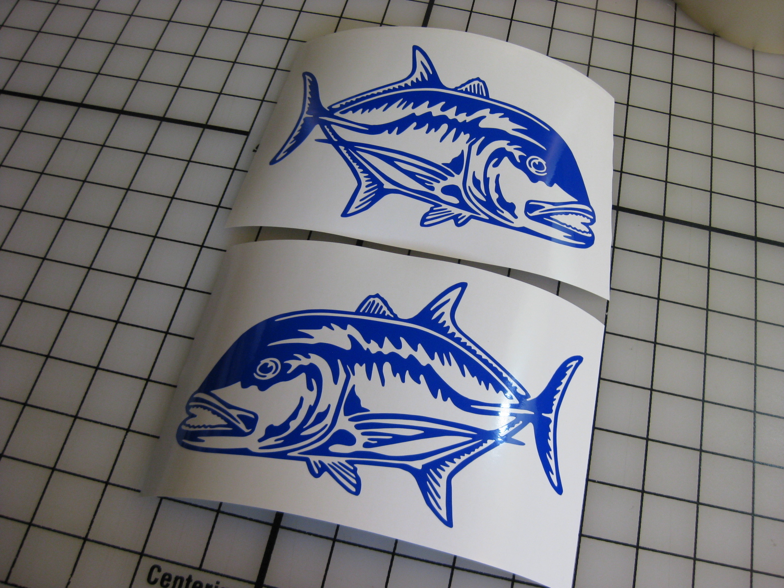 Two BLUE 7" Ulua Fish Decal Fishing Truck Car Boat Window Sticker Trevally tuna | eBay