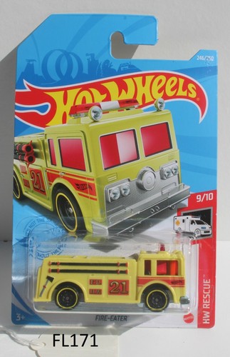 Hot wheels HW Rescue Fire Eater Fire engine Yellow 9/10 FNQHotwheels ...