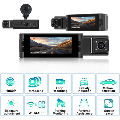1080P G-Sensor Car Dash Cam Recorder Dual Lens DVR Camera Video with ...