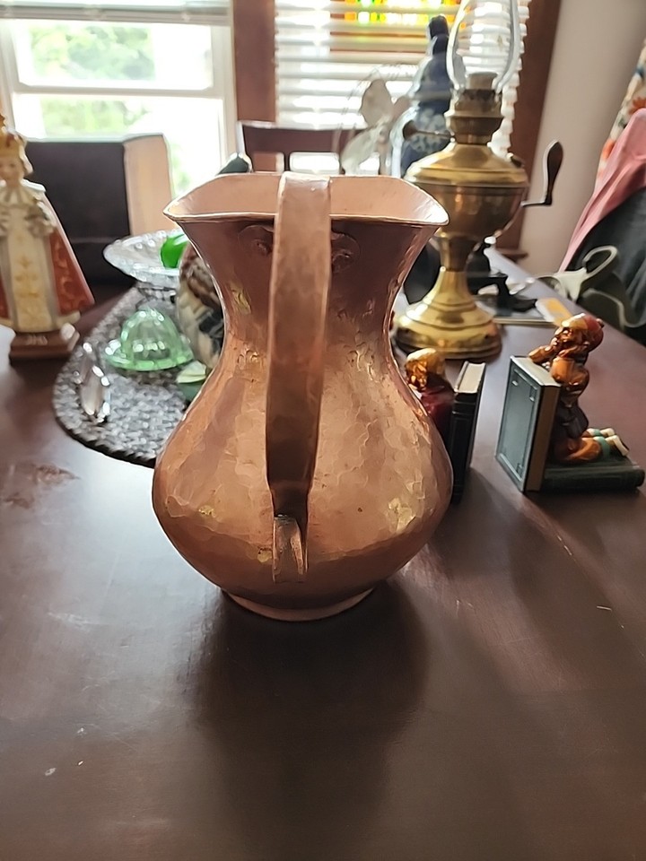 Antique Hammered Solid Copper Pitcher Heavy In Great Condition | eBay