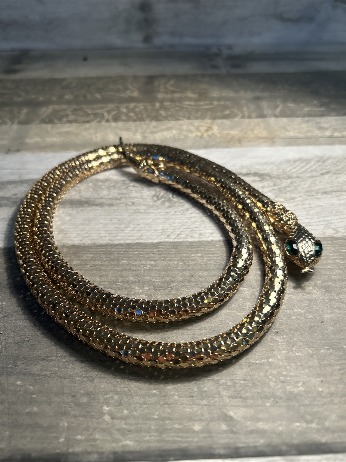 Vintage DL Auld? Gold Mesh Snake Belt or Necklace w/ … - Gem