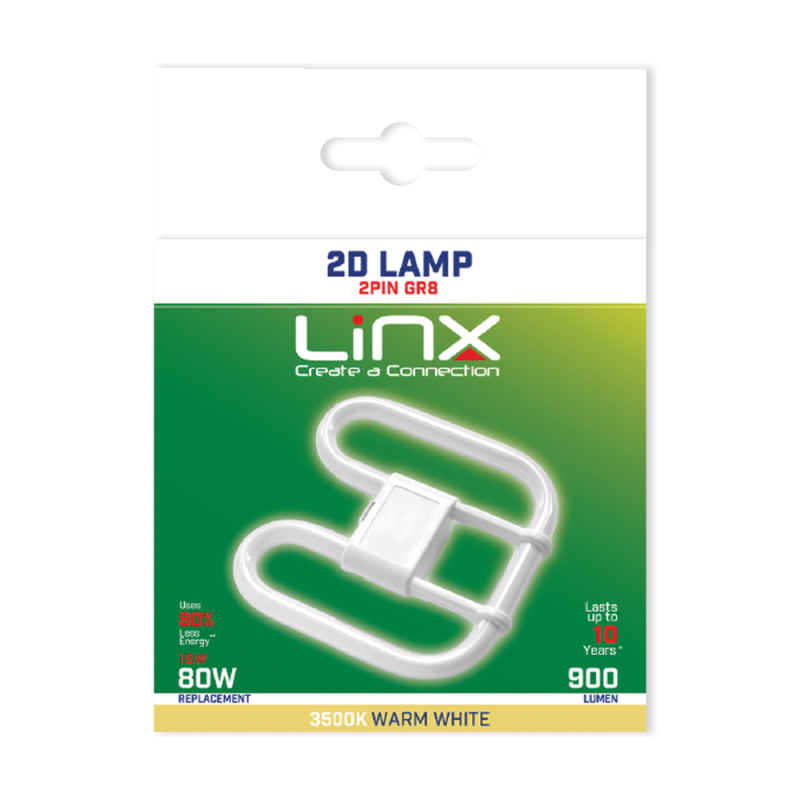 LINX 2D LAMP 16W/28W GR8/10Q 3500K CFL BULB WHITE - WARM WHITE - LX003 ...