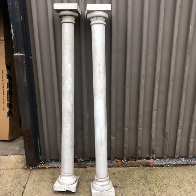 vintage wooden round porch post column solid capital & plinths 66” x 5 ...