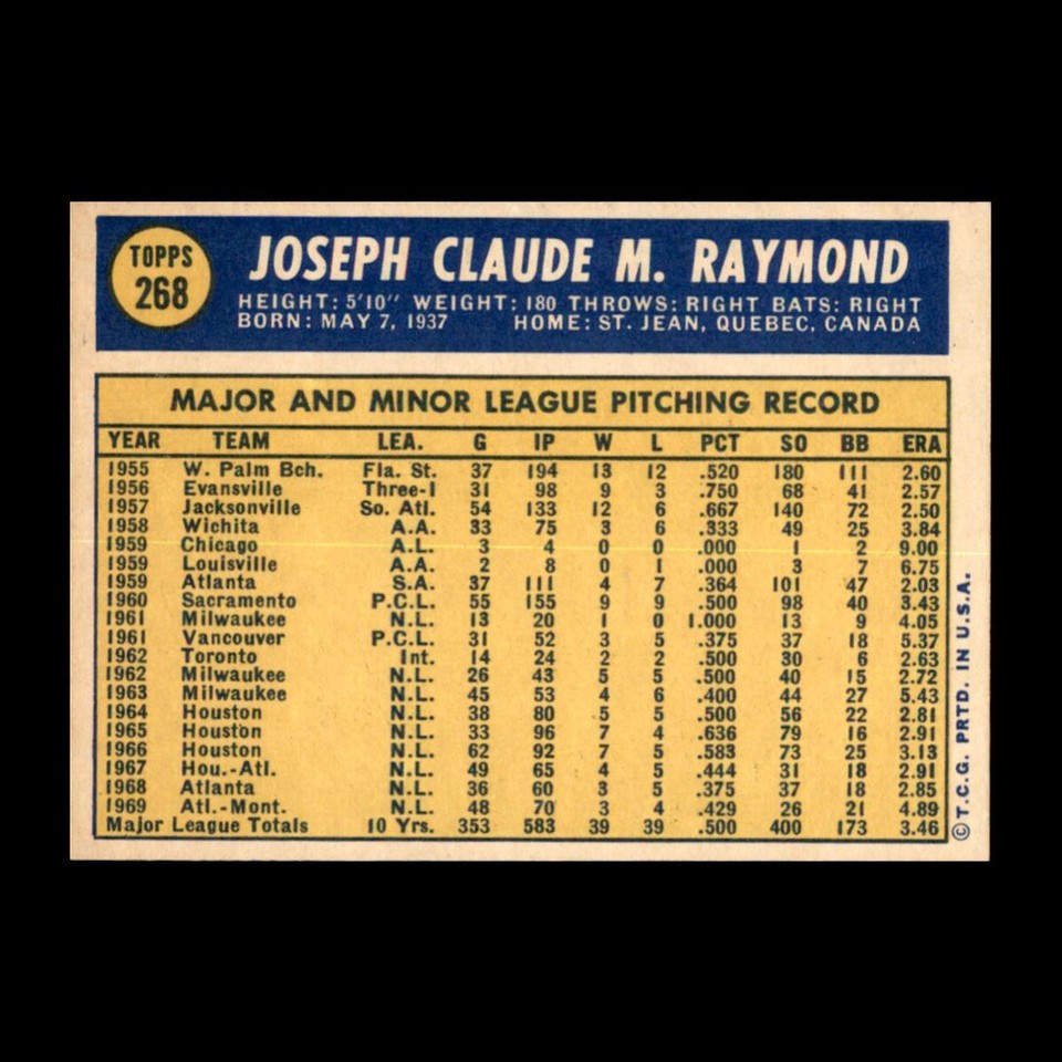 Claude Raymond 1970 Topps Montreal Expos #268 Set Break GREAT! | eBay