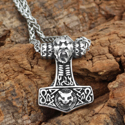 HHYY Men's Viking Odin Goat Hammer Celtic Wolf Titanium Steel Pendant ...