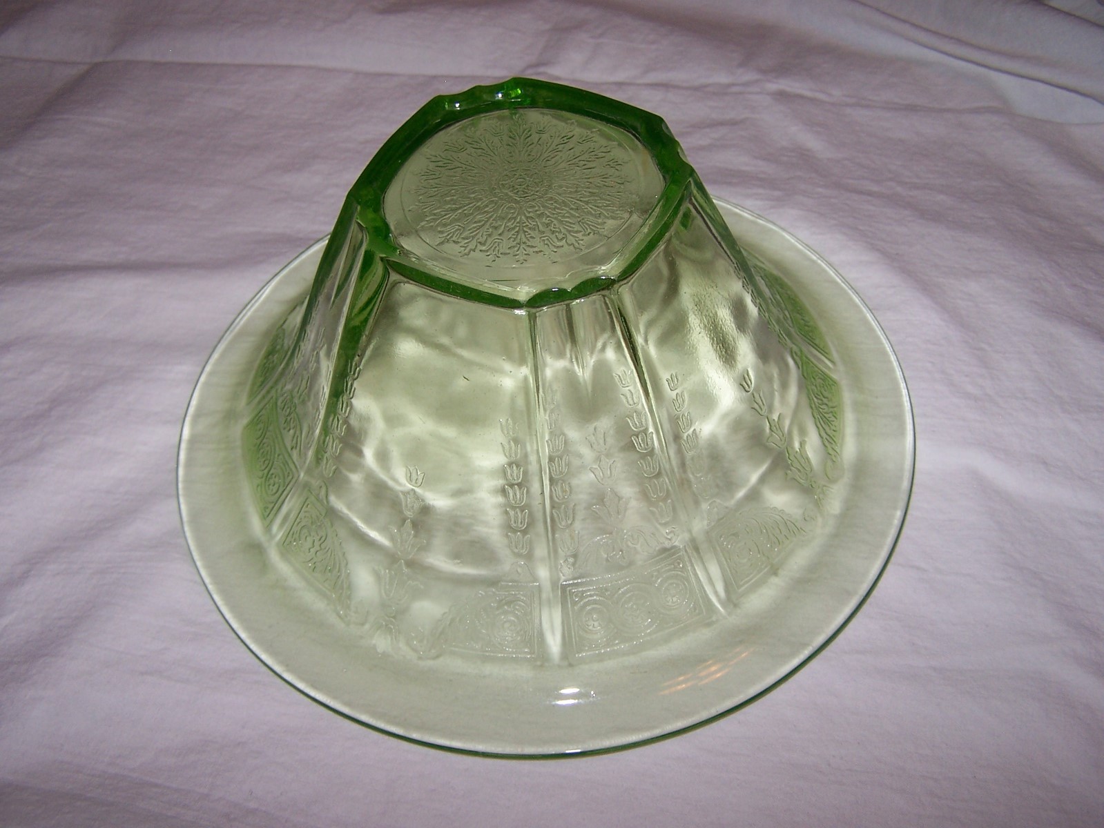 Vintage GREEN PRINCESS Pattern DEPRESSION GLASS Hat Shaped BOWL | eBay
