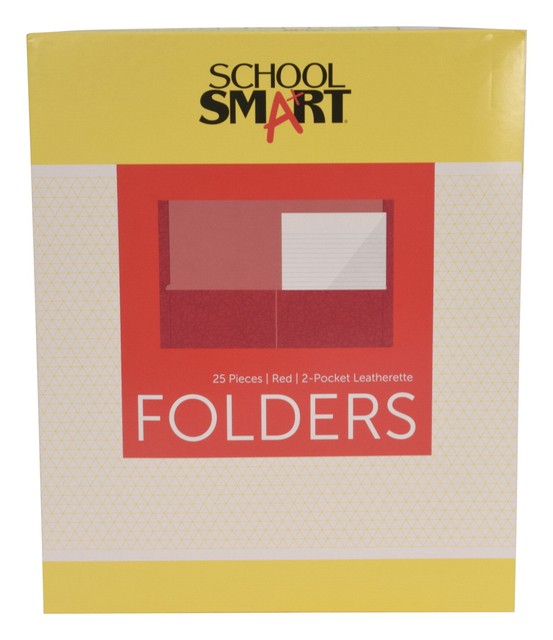 School Smart Folder with Fasteners 2-Pocket Red Pack of 25 for sale ...