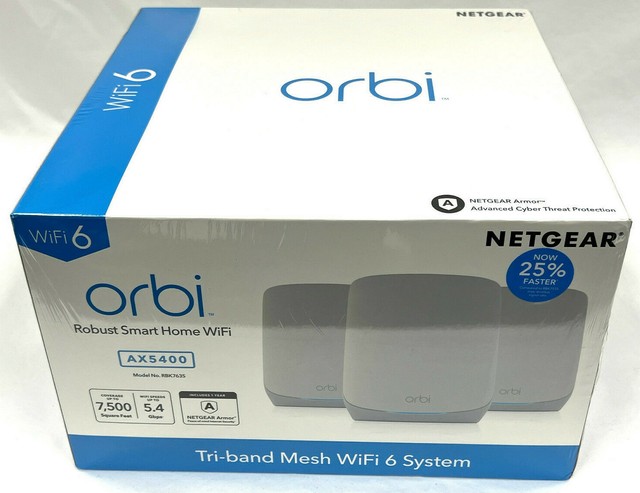 NETGEAR Orbi AX5400 Tri-Band Mesh WiFi 6 System Router 2 Satellites ...