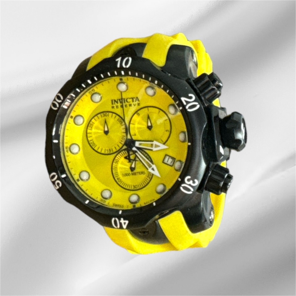 Invicta Men's Reserve Chronograph Yellow Dial Yellow Rubber Watch Model ...
